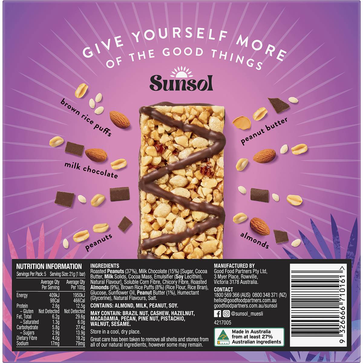 Sunsol Thins Peanut Butter Milk Chocolate 105g | Woolworths