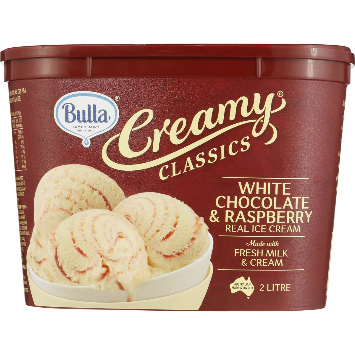 Bulla Creamy Classics Ice Cream White Chocolate & Raspberry 2l Tub ...