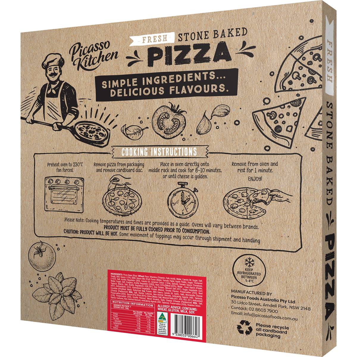 Picasso Kitchen Bbq Meat Lovers Pizza 600g | Woolworths