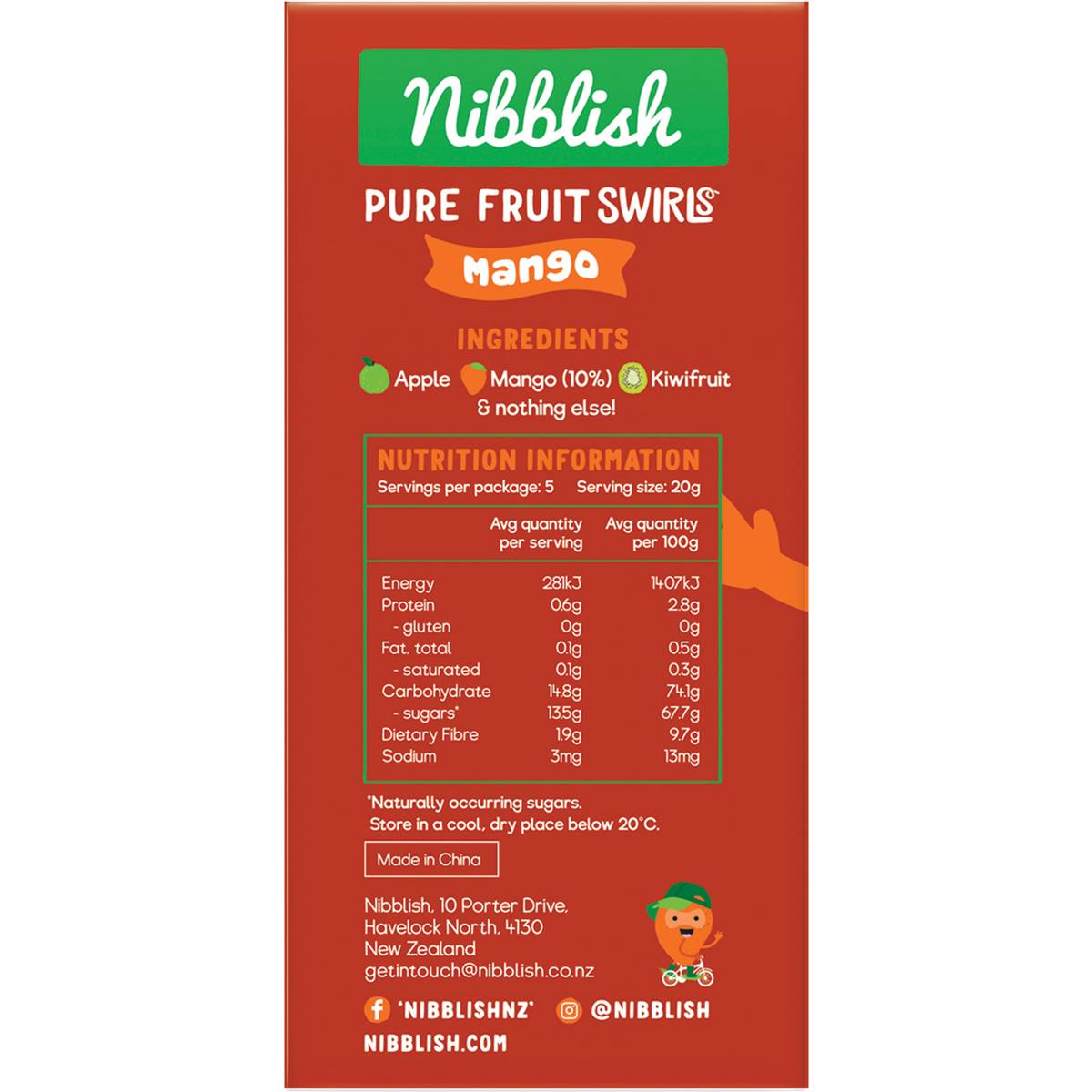 Nibblish Pure Fruit Swirls Mango 100g | Woolworths