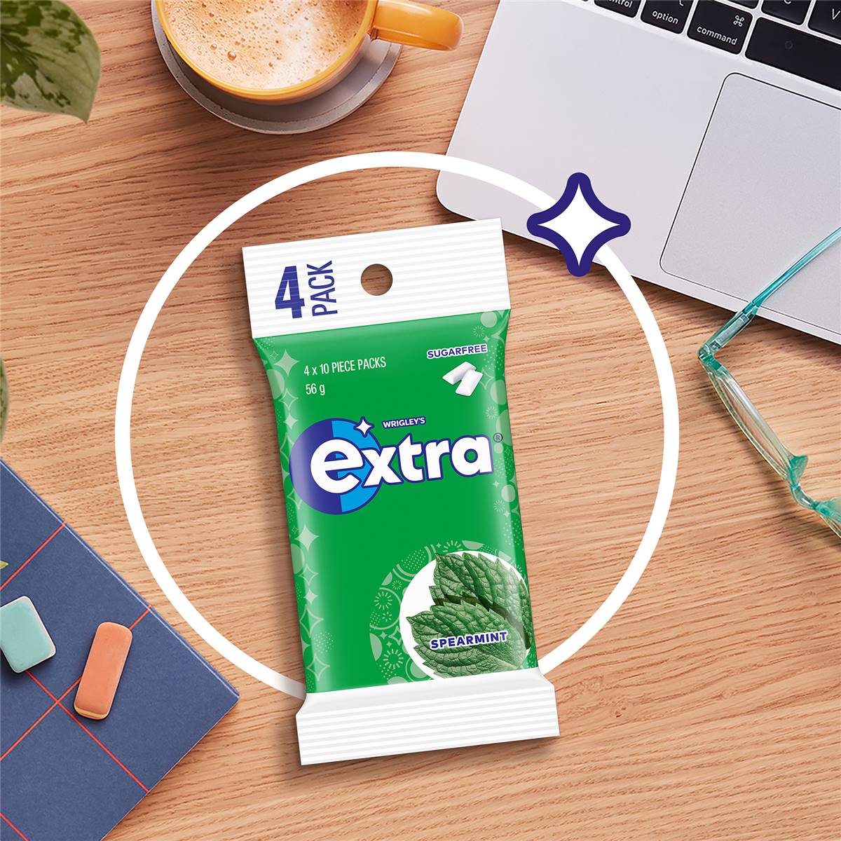 Extra Spearmint Sugar Free Chewing Gum Multipack 4x14g | Woolworths