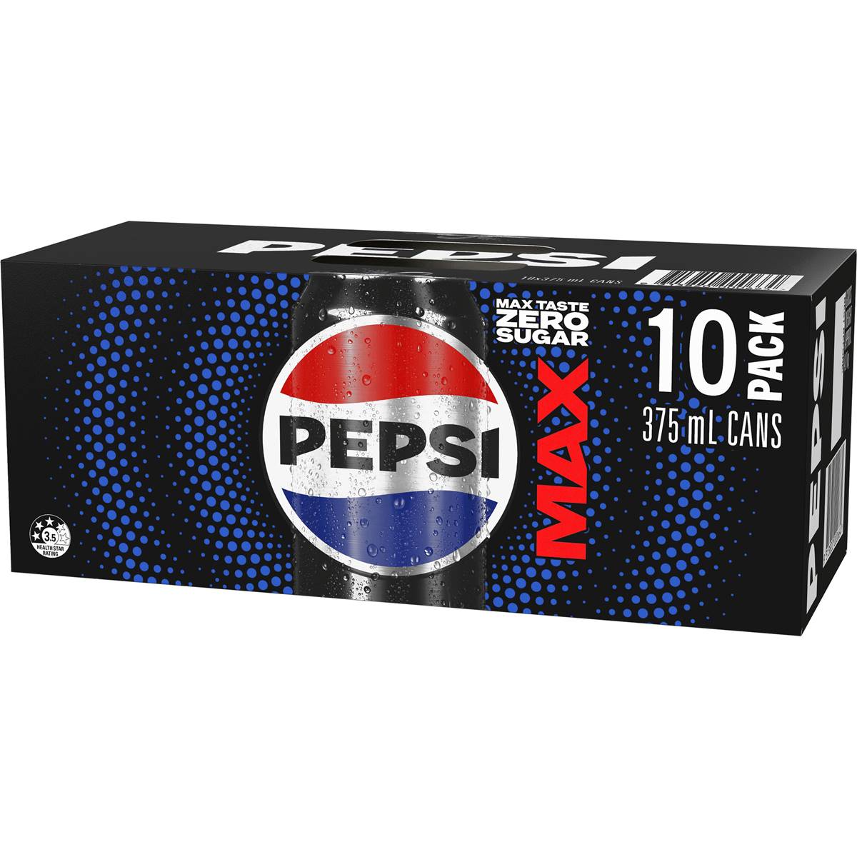 Pepsi Max No Sugar Cola Soft Drink Cans Multipack 375ml X 10 Pack ...