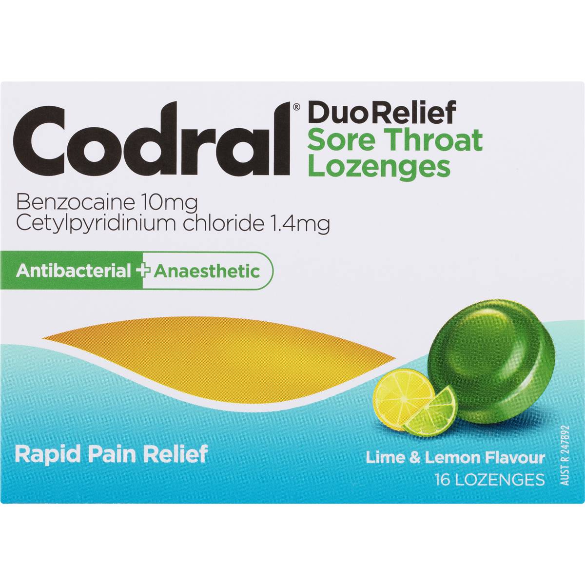 Codral Sore Throat Relief Lozenges Antibacterial + Anaesthetic 16 Pack ...