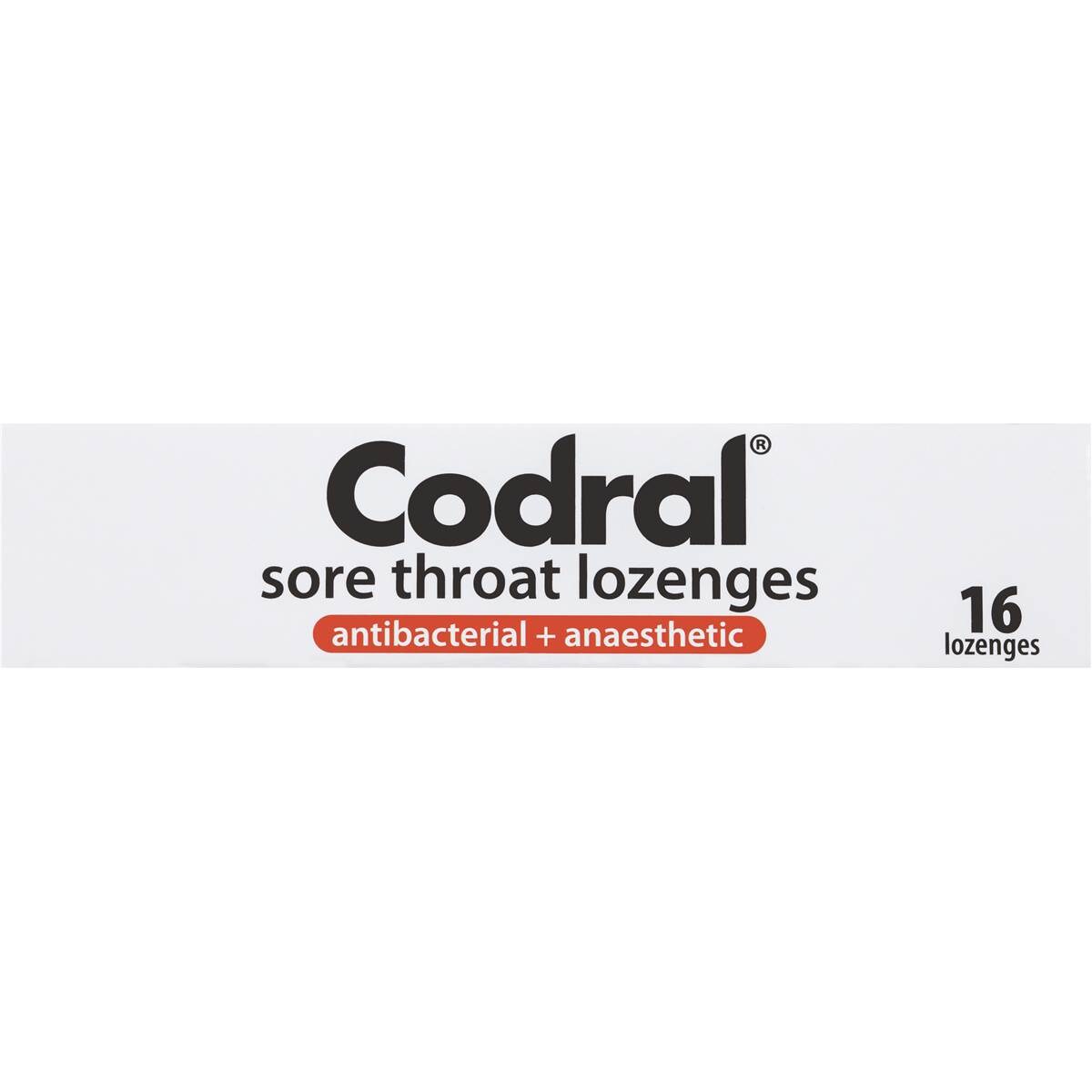 Codral Sore Throat Relief Lozenges Antibacterial + Anaesthetic 16 Pack ...