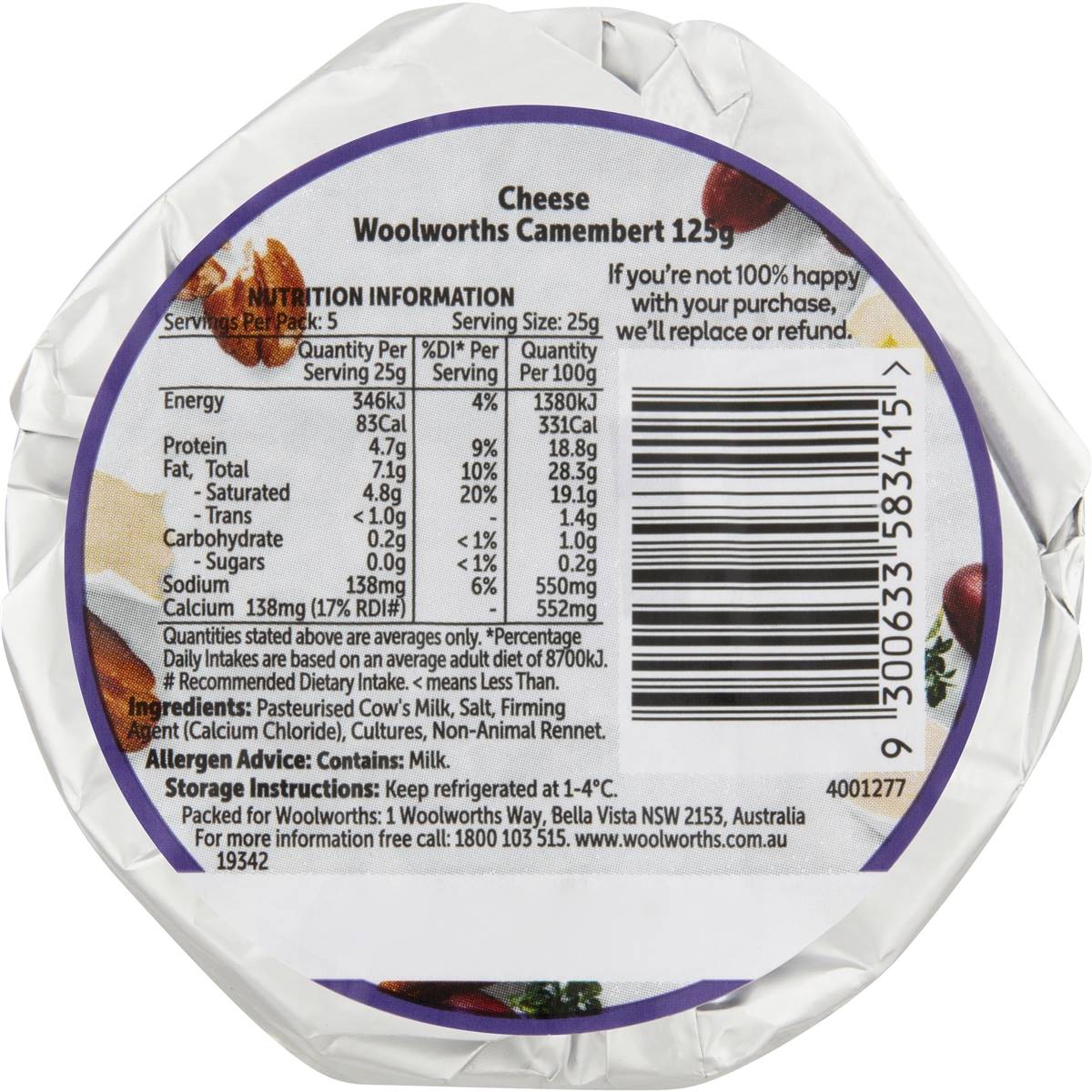 Woolworths Camembert Cheese 125g | Woolworths