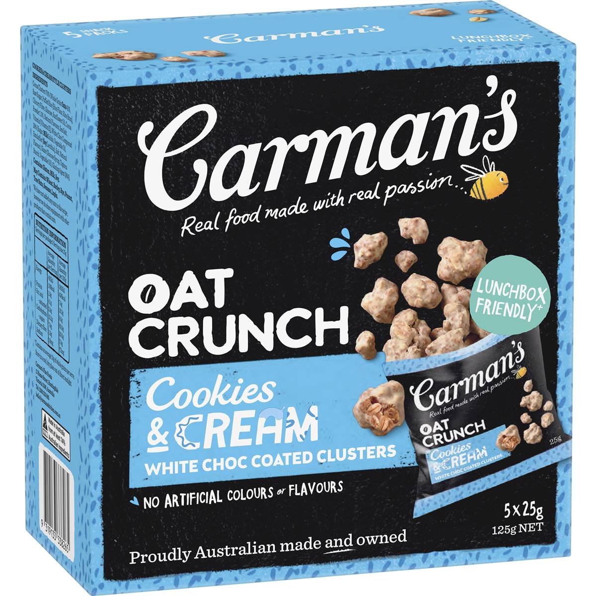 Carman's Oat Crunch Cookies & Cream 5 Pack 125g | Woolworths
