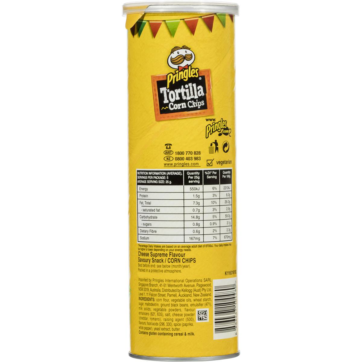 Pringles Tortilla Chips Cheese Supreme 130g | Woolworths