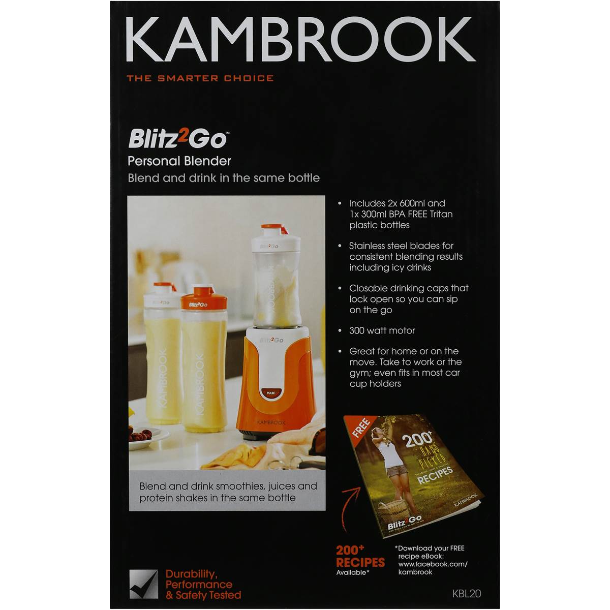 Kambrook Blitz 2 Go Personal Blender Orange Each | Woolworths