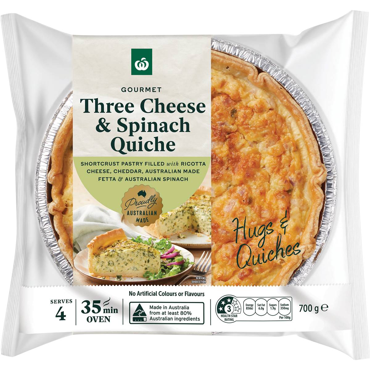 Woolworths Three Cheese & Spinach Quiche 700g | Woolworths