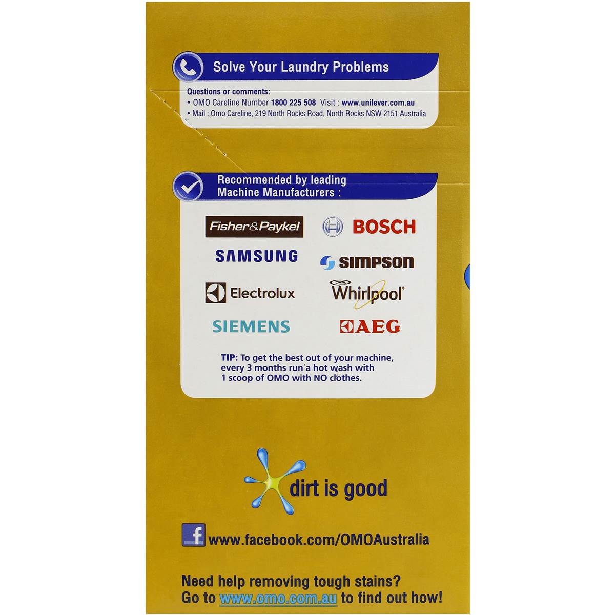 Omo Ultimate Laundry Detergent Washing Powder Front & Top Loader 1kg ...