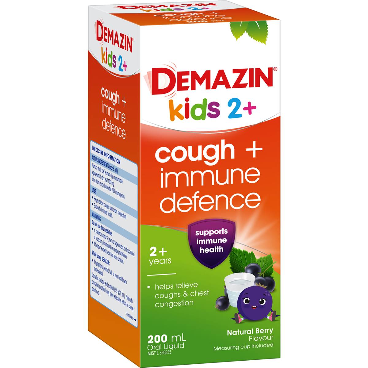 Demazin Kids 2+ Cough + Immune Defence Oral Liquid 200ml | Woolworths