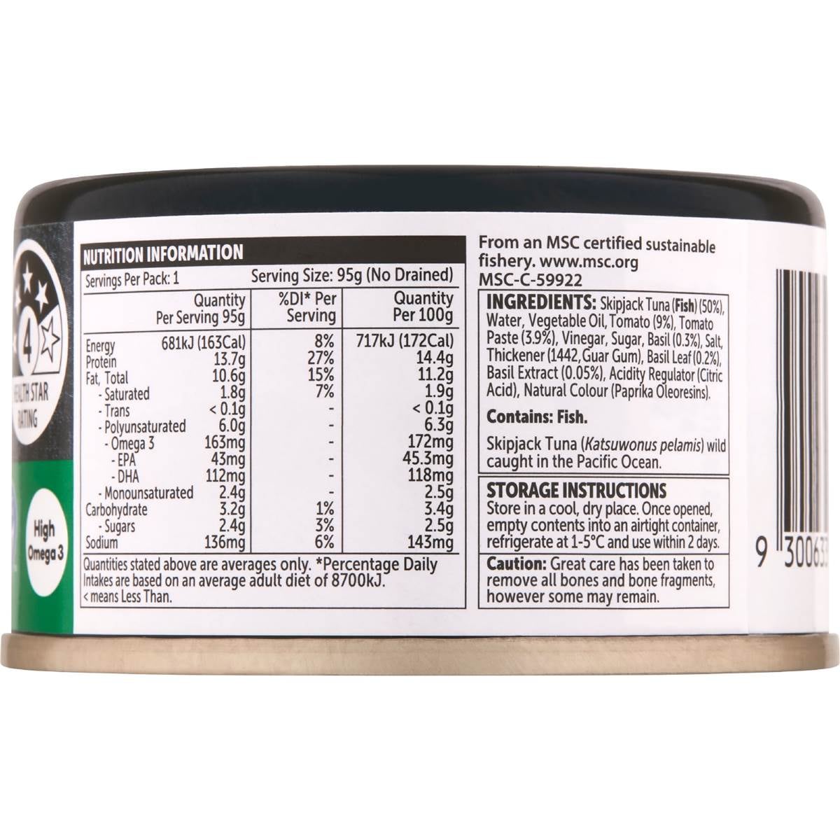 Woolworths Tuna Tomato & Basil 95g | Woolworths