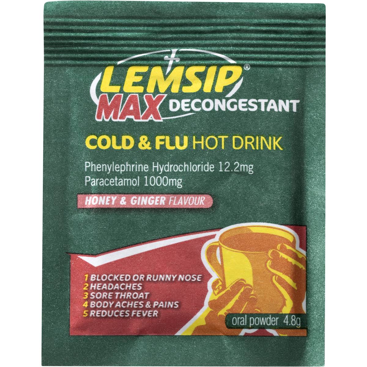 Lemsip Max Cold & Flu Decongestant Hot Drink Honey And Ginger 10 Pack ...