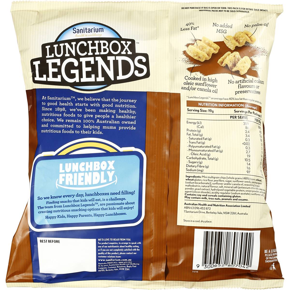 Lunchbox Legends Mini Ripples Honey Soy 8x19g Woolworths