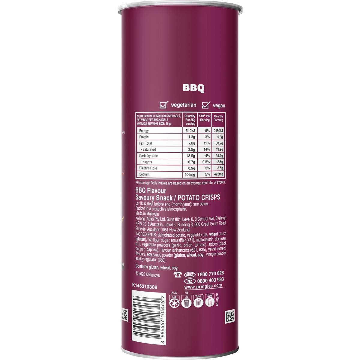 Pringles Bbq Stacked Potato Chips 134g | Woolworths