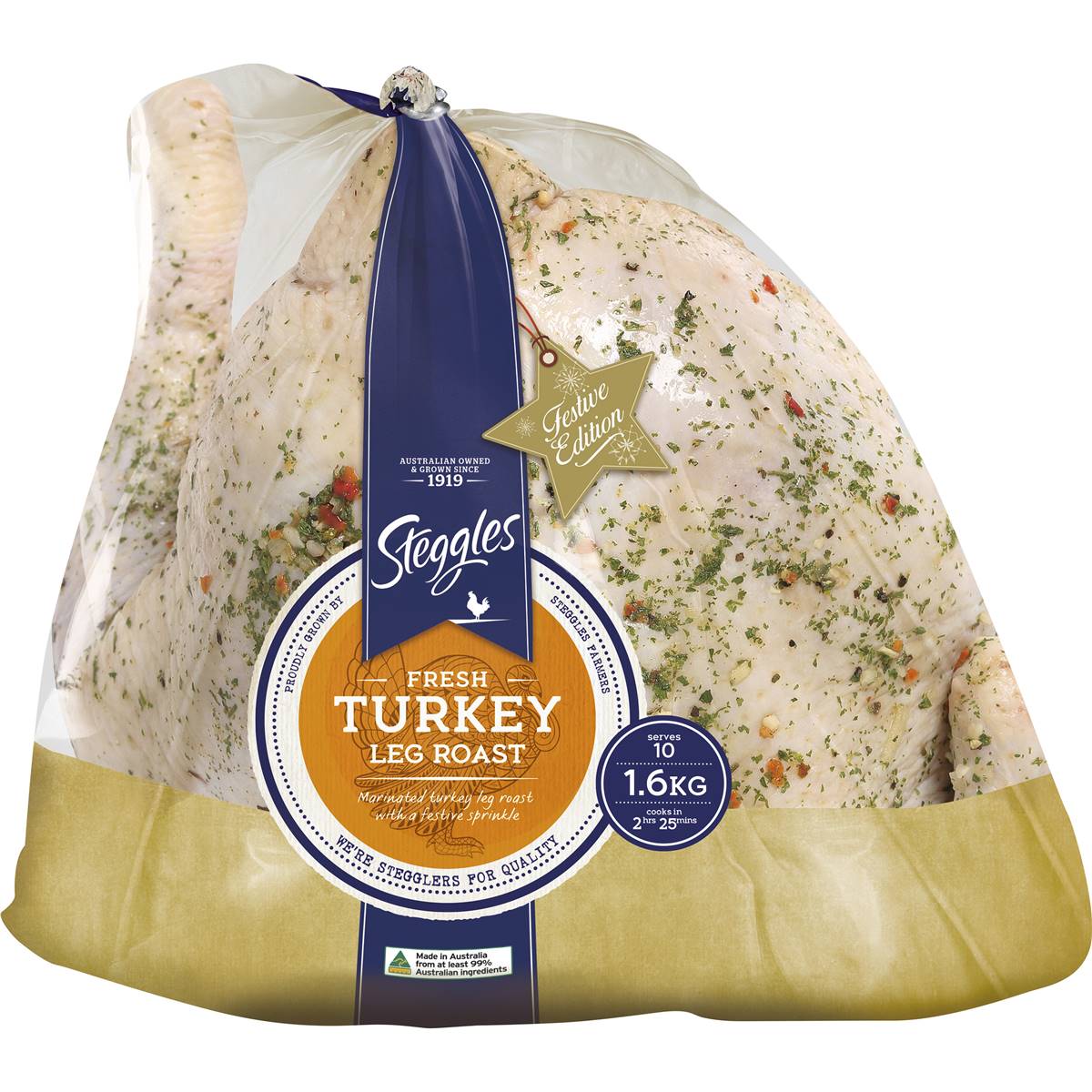 Steggles Festive Turkey Leg Roast 1.6kg | Woolworths