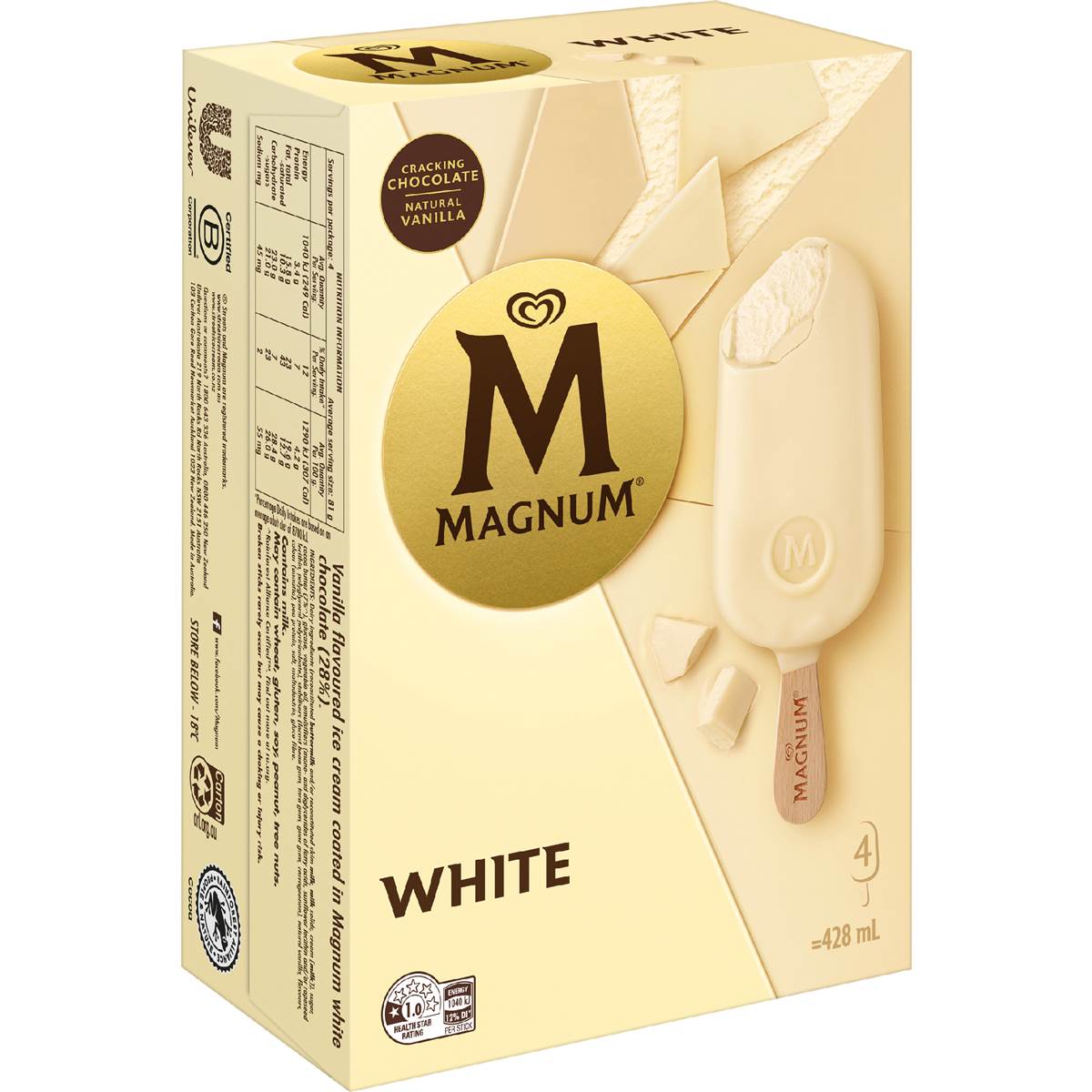 Magnum Ice Cream White 4pk 428ml | Woolworths