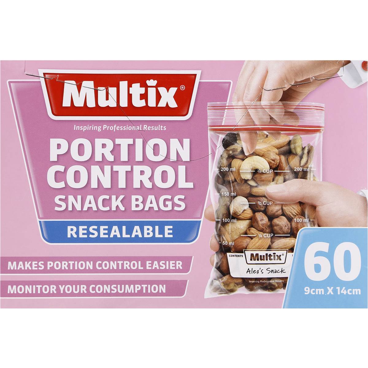 Multix Resealable Portion Control Snack Bags 60 Pack | Woolworths