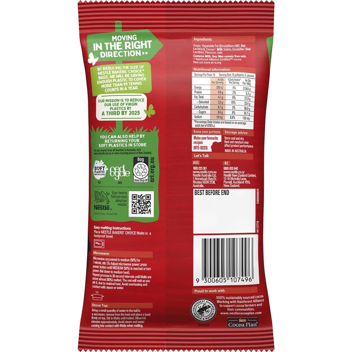 Nestle Bakers' Choice Dark Choc Melts 290g | Woolworths