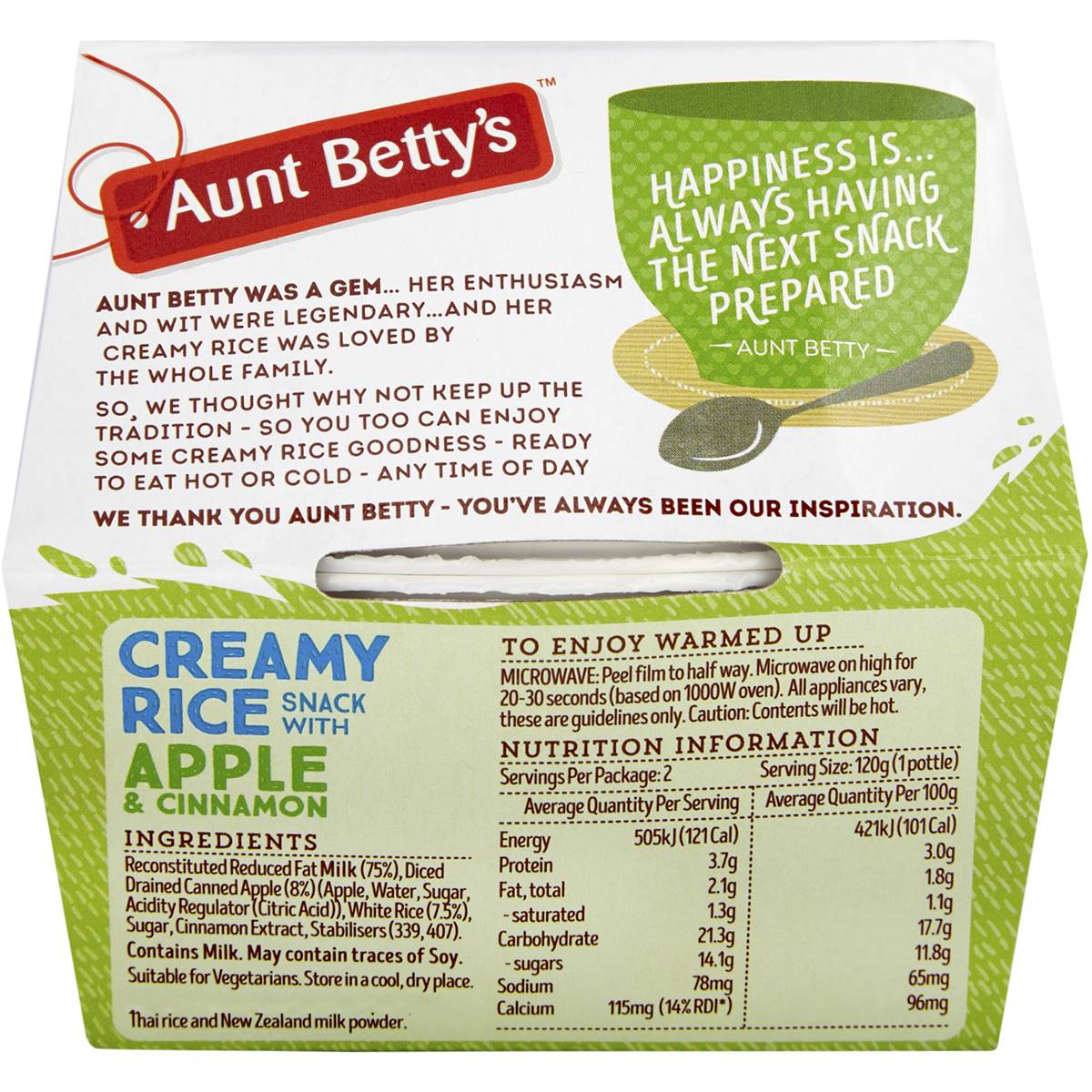 Aunt Betty's Creamy Rice Dessert Apple & Cinnamon 240g | Woolworths