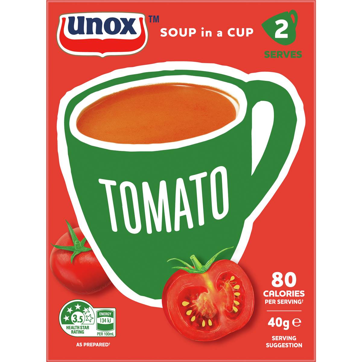 Unox Soup In A Cup Tomato 40g X 2 Pack | Woolworths