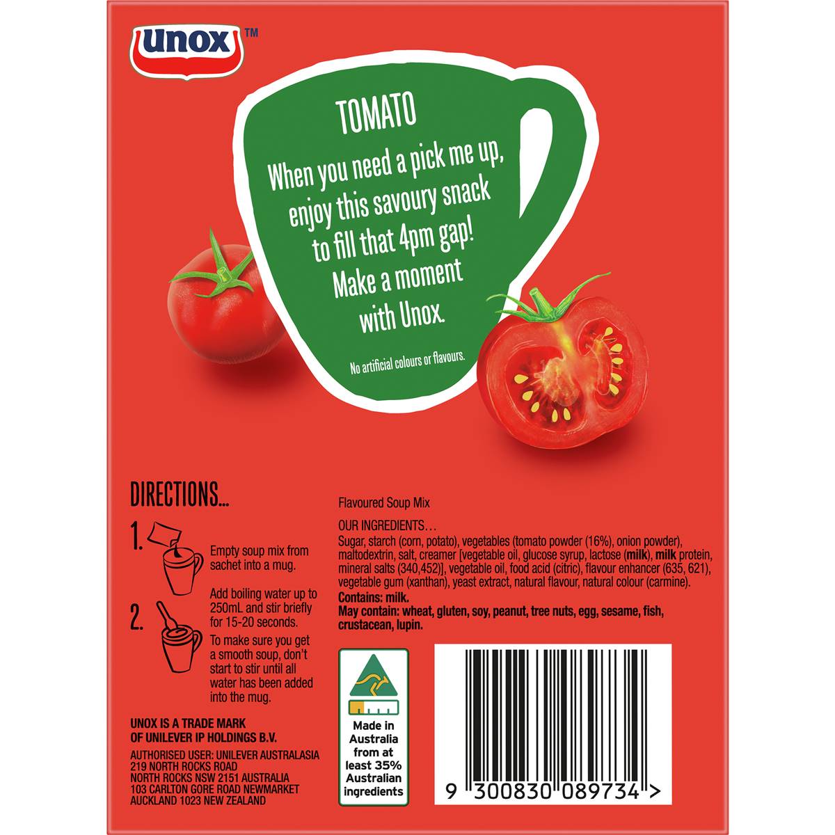 Unox Soup In A Cup Tomato 40g X 2 Pack | Woolworths