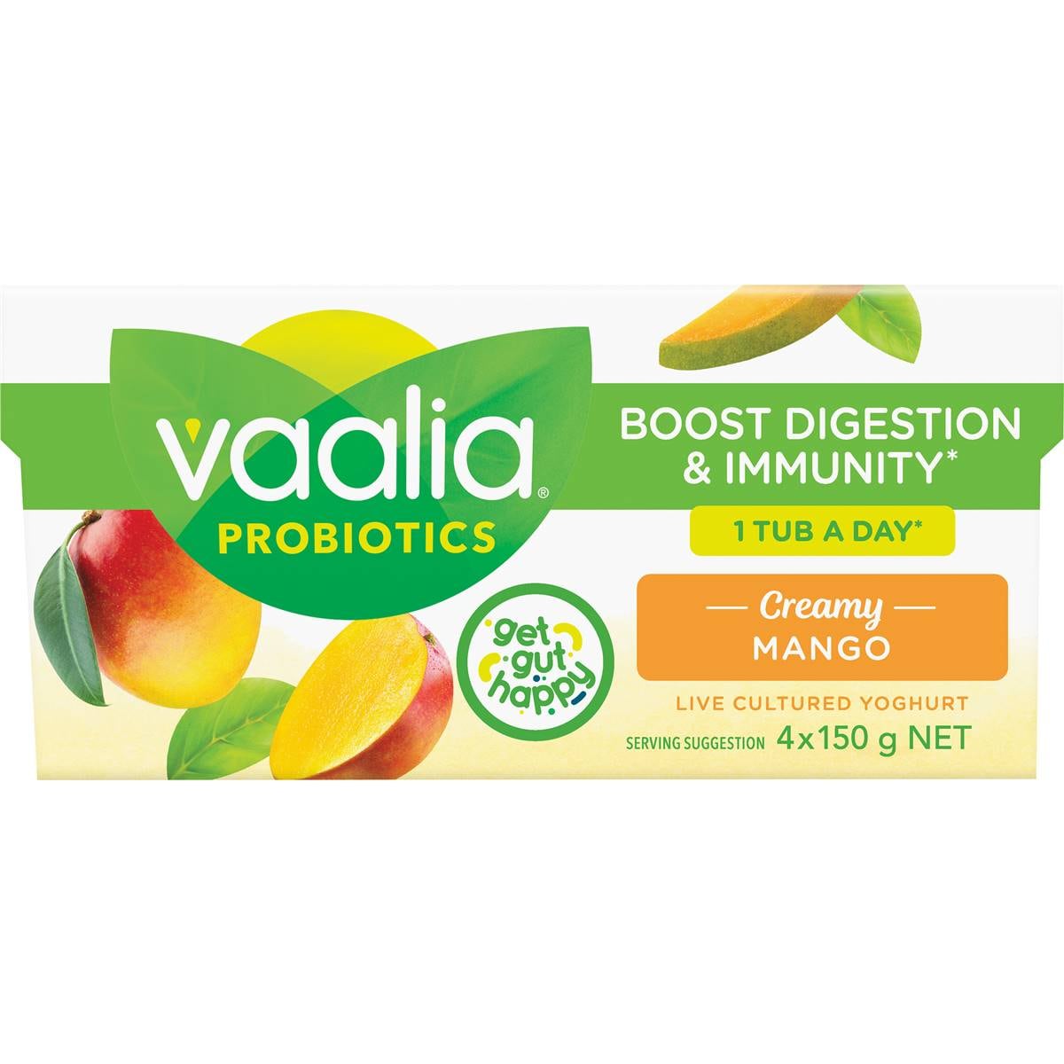 Vaalia Probiotics Yoghurt Creamy Mango 150g X 4 Pack | Woolworths
