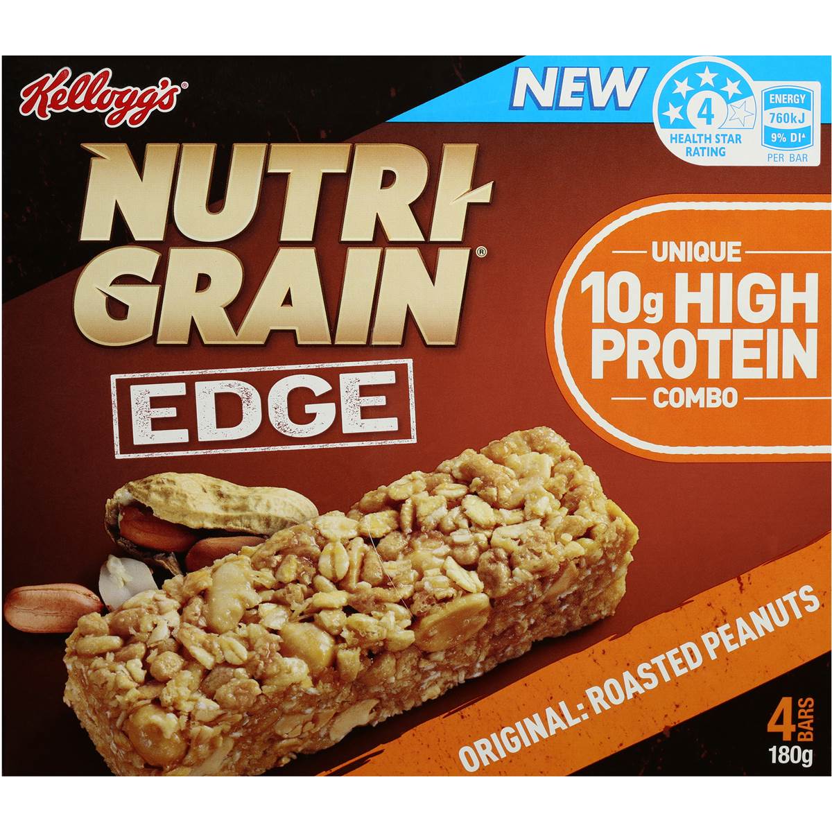 Kellogg's Nutri-grain Edge Bar Original Roasted Peanuts 4pk 180g ...