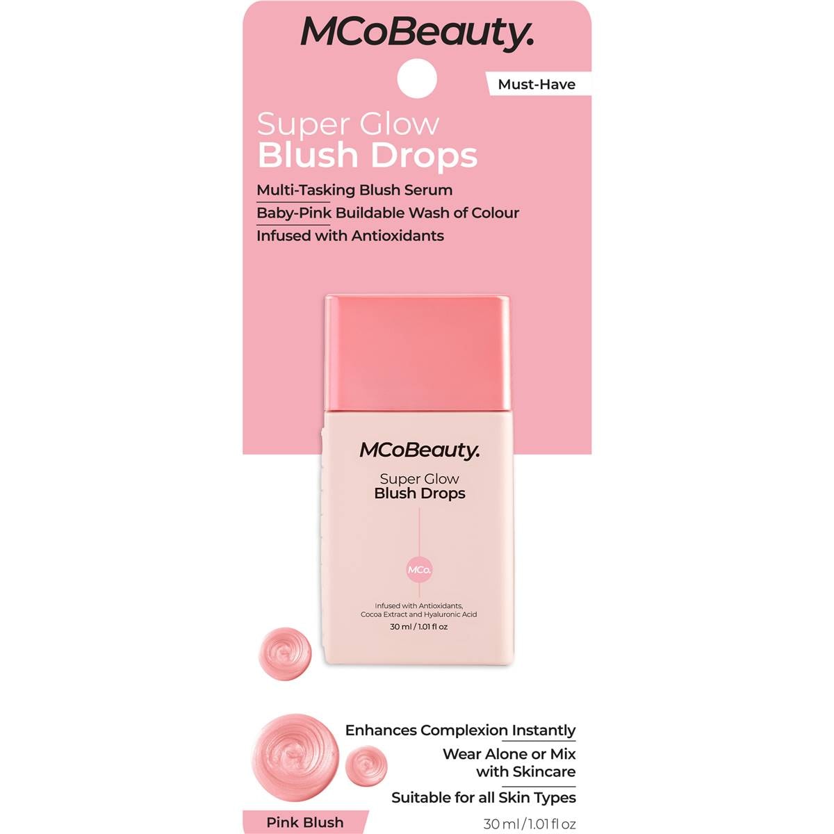 Mcobeauty Super Glow Blush Drops Blush Pink 30ml | Woolworths