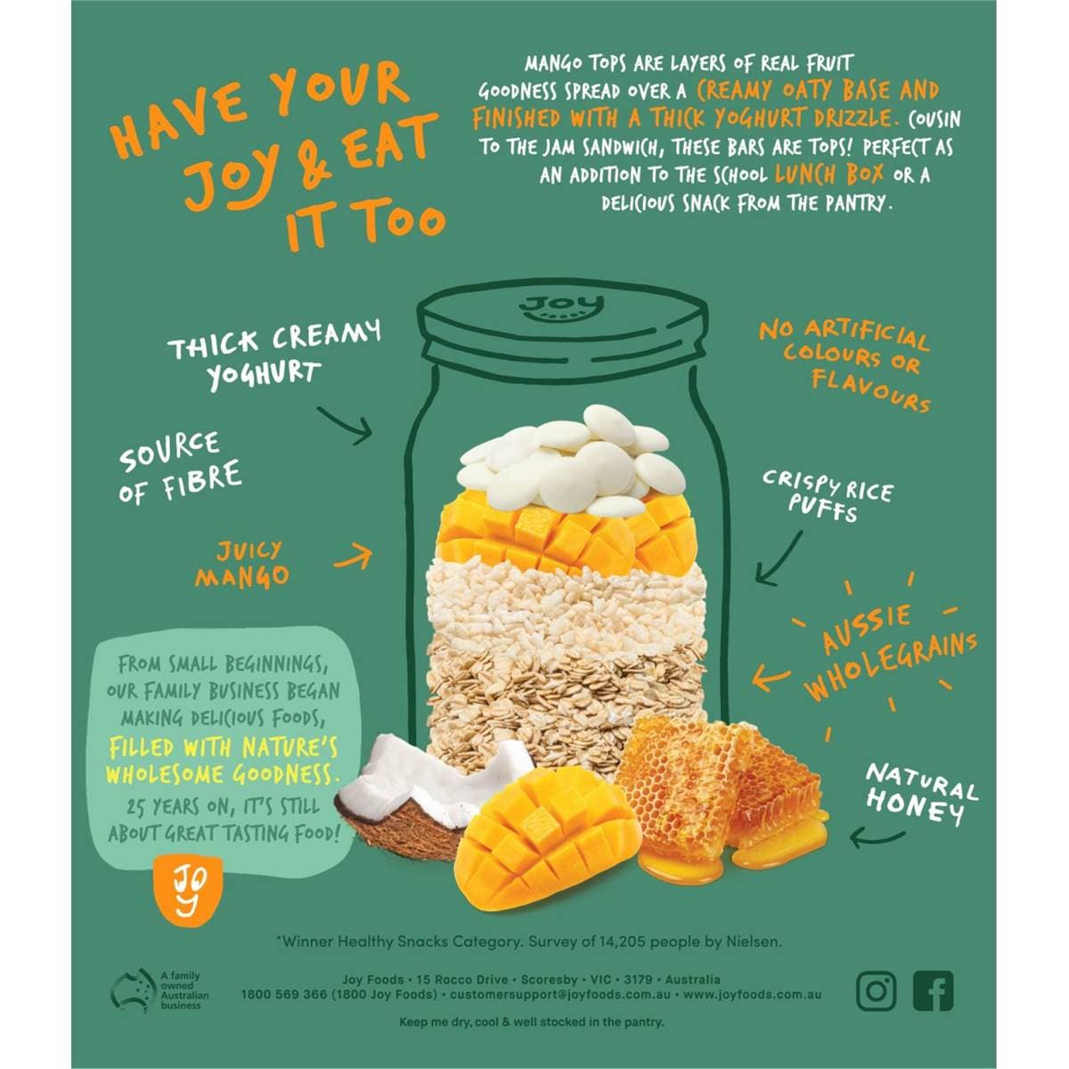 Joy Foods Chewy Mango Tops 6pk 210g | Woolworths