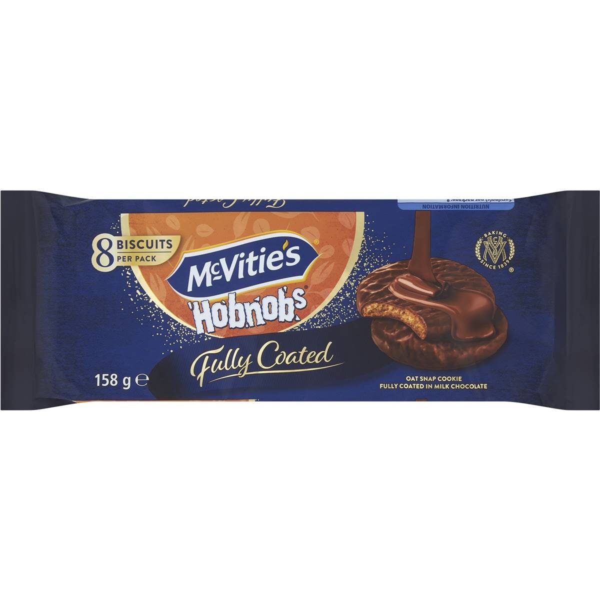 Mcvitie's Hobnobs Fully Coated Oat Snap Cookies 8 Pack | Woolworths