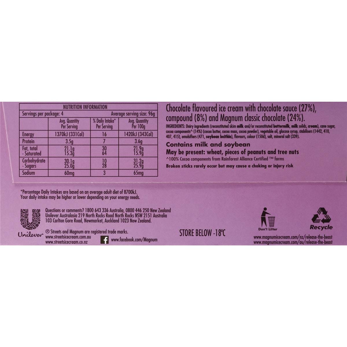 Magnum Ice Cream Double Chocolate 4 Pack | Woolworths