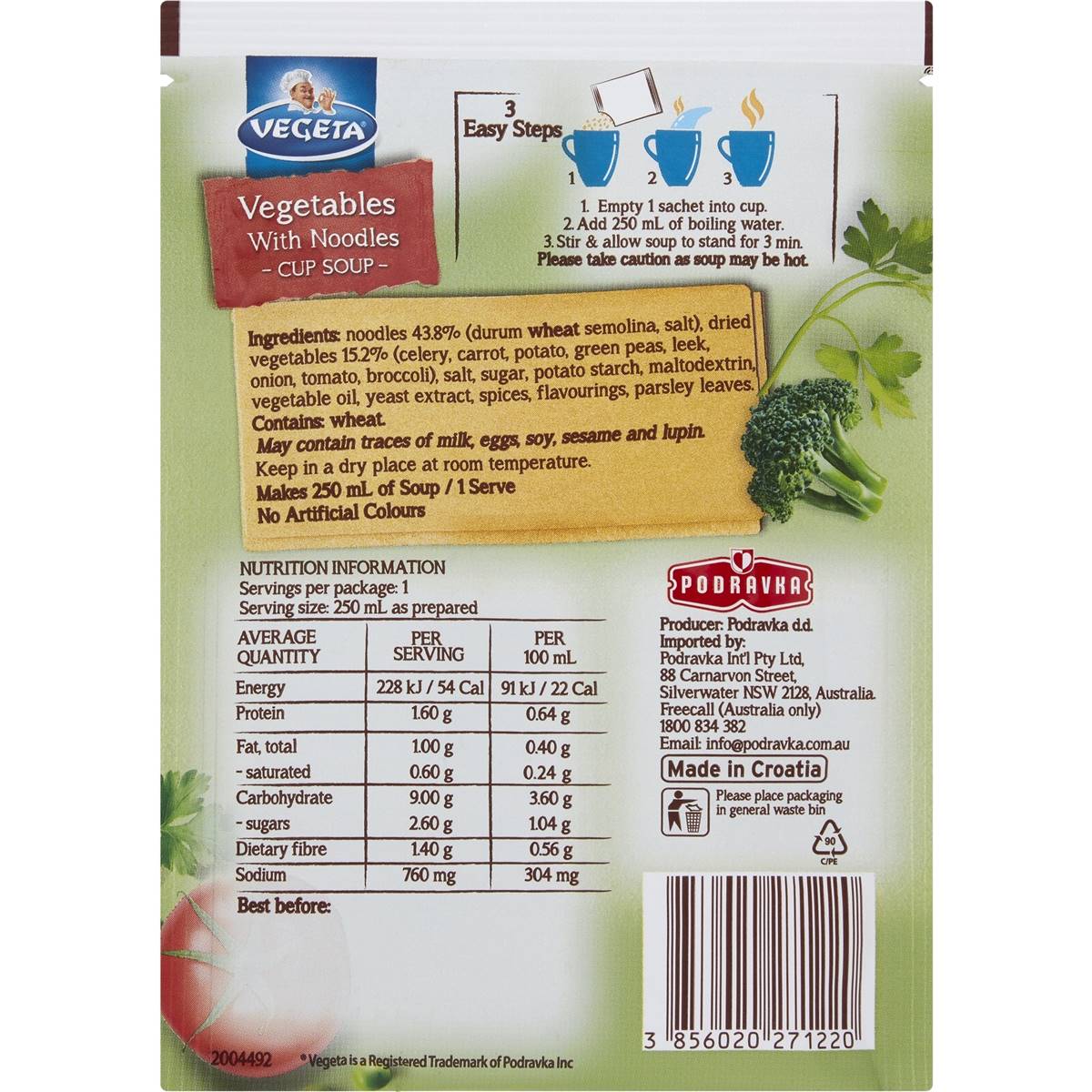 Vegeta Vegetables With Noodles Cup Soup 16g | Woolworths