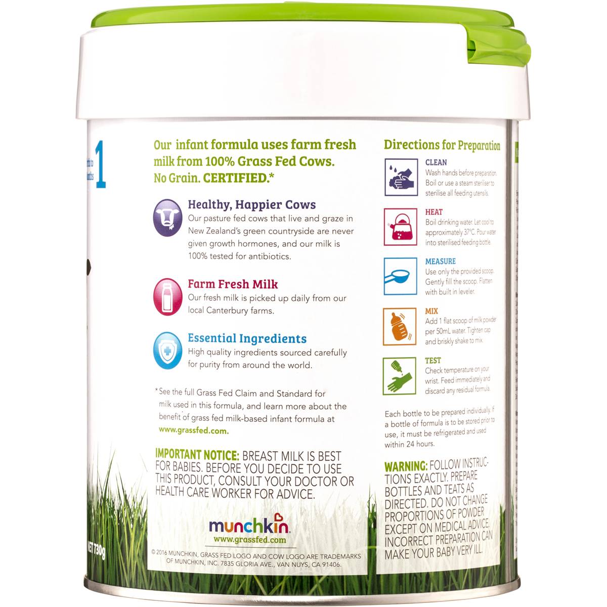 Munchkin Stage 1 Infant Formula 730g | Woolworths