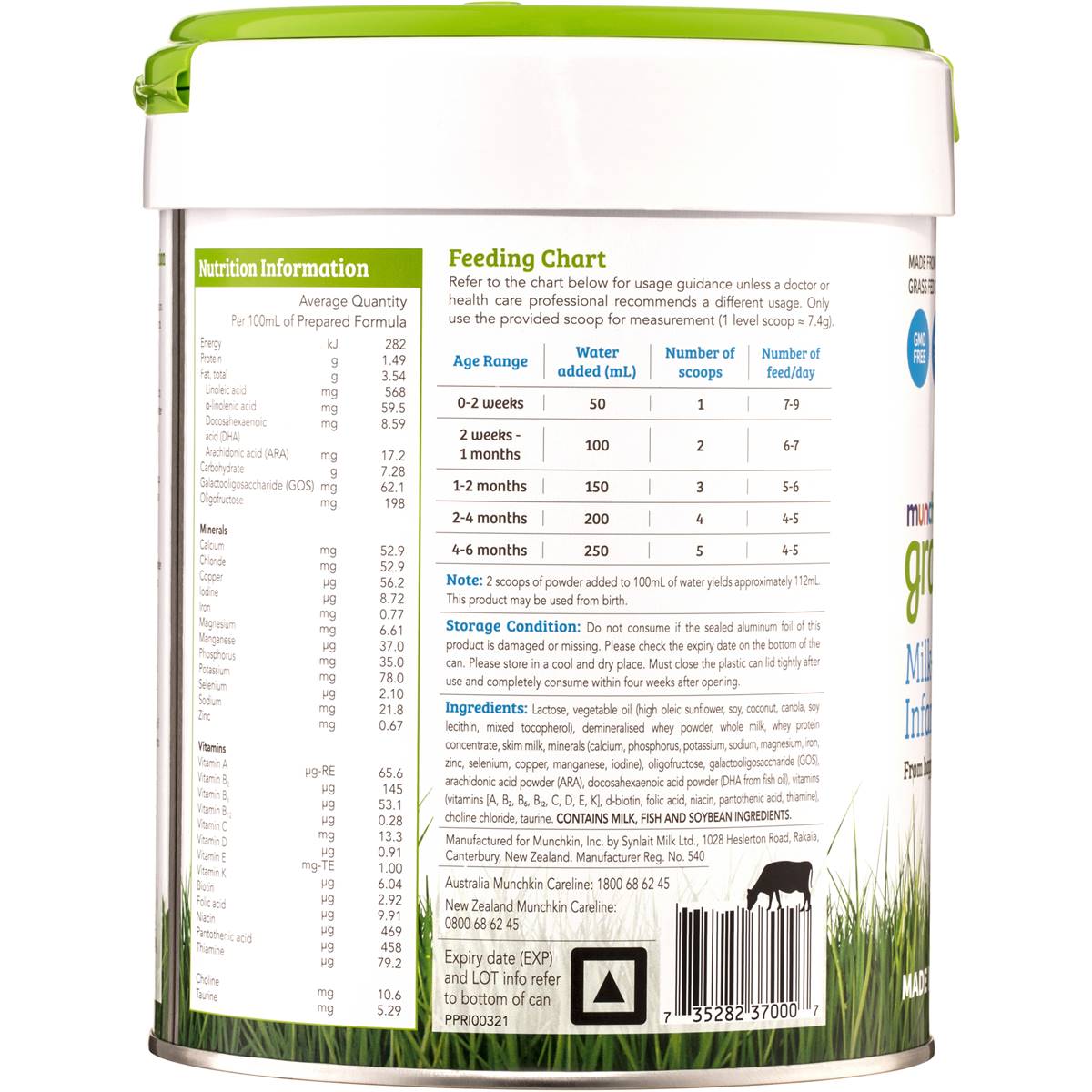 Munchkin Stage 1 Infant Formula 730g | Woolworths