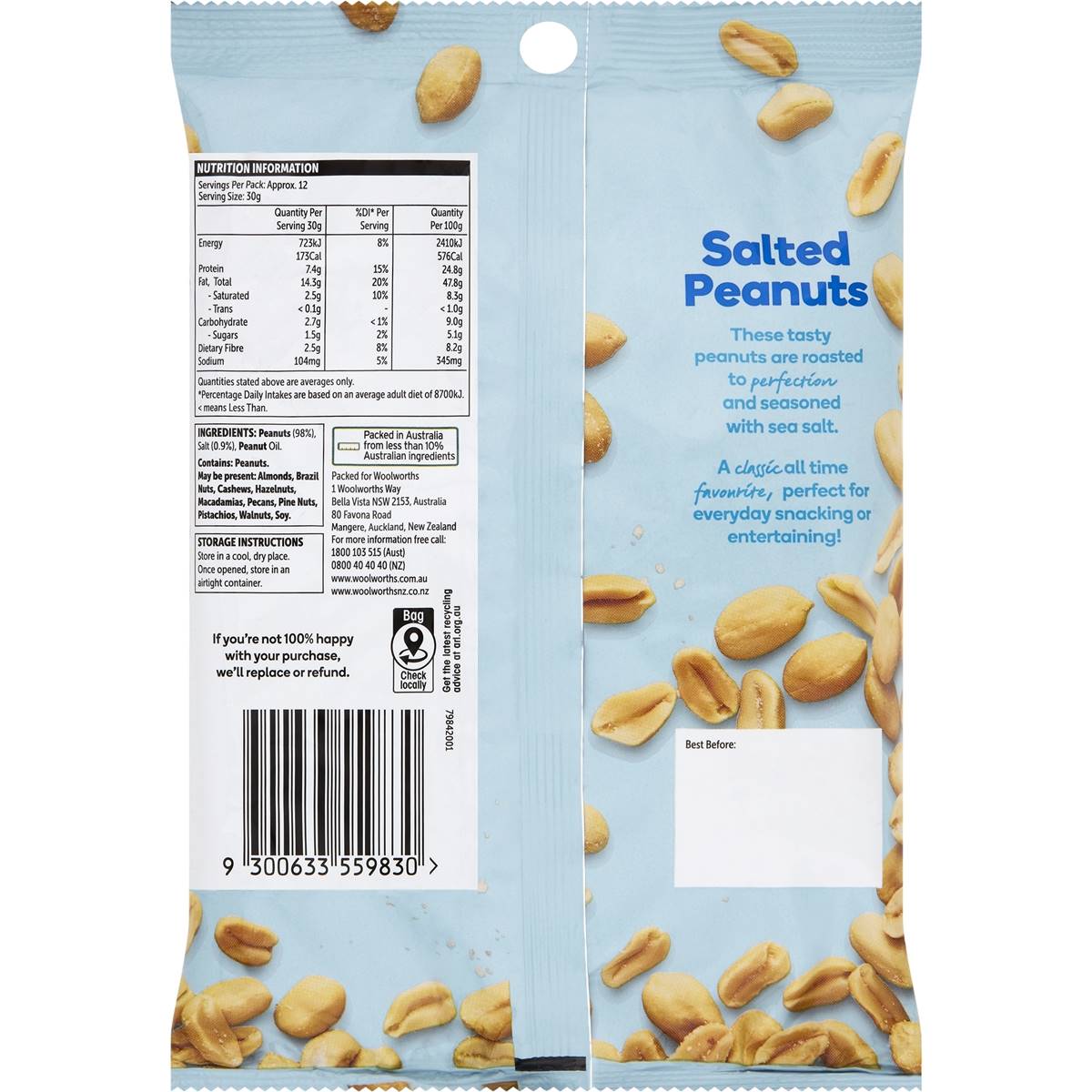 Woolworths Salted Peanuts 375g | Woolworths