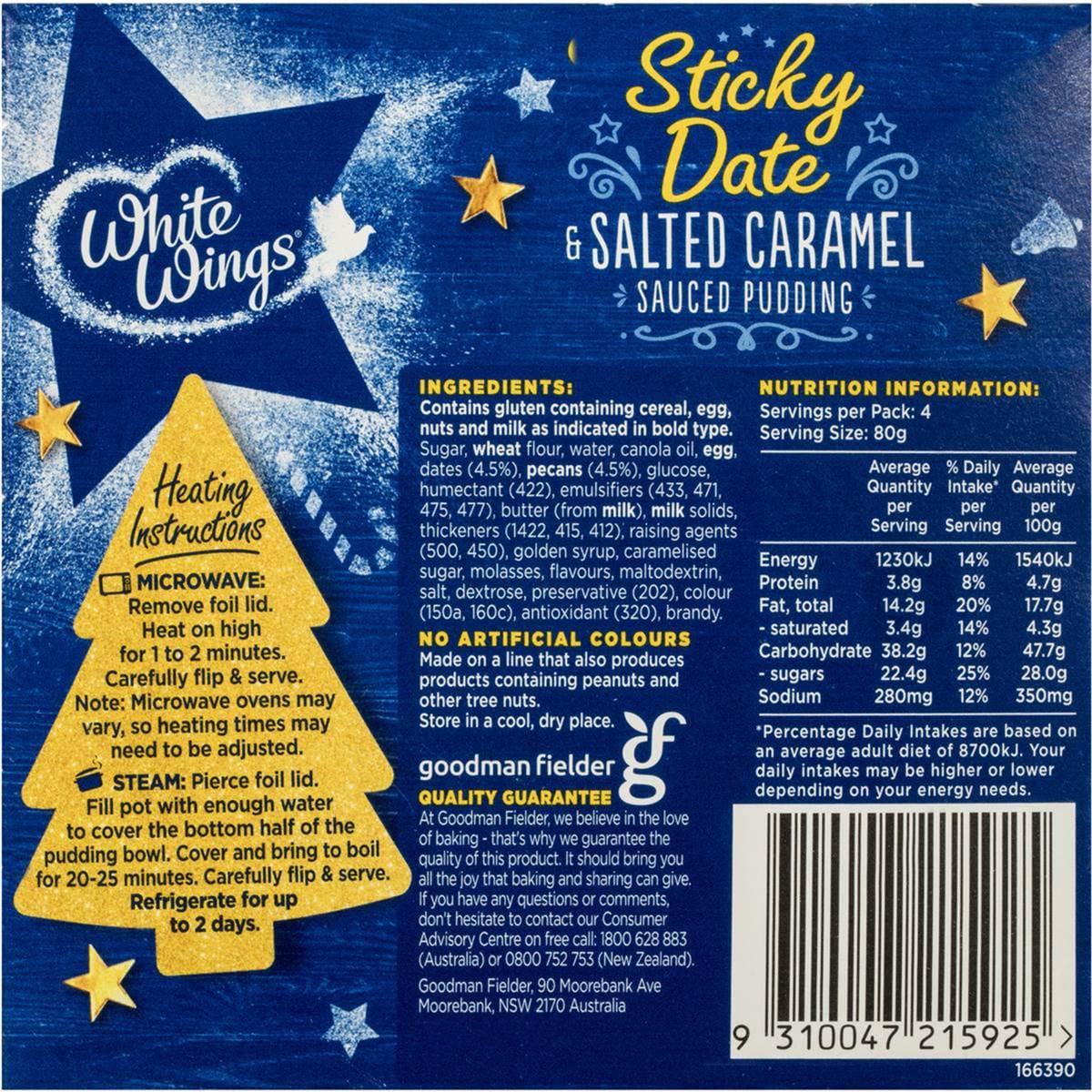 White Wings Baked Creations Sticky Date & Salted Caramel Pudding 325g ...