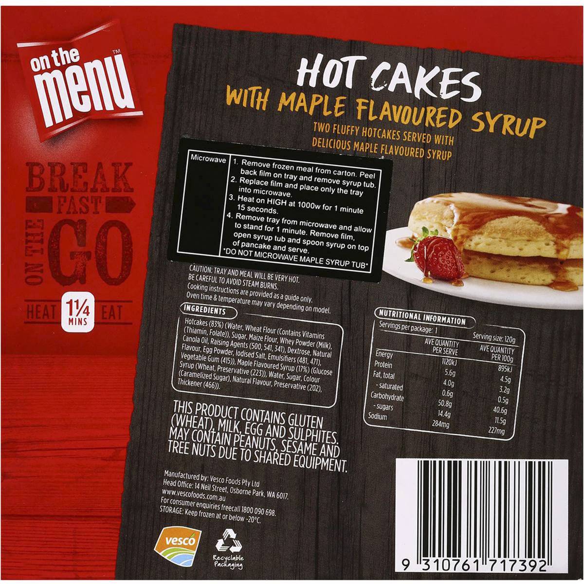 On The Menu Hotcakes Maple Syrup Frozen Meal 120g | Woolworths