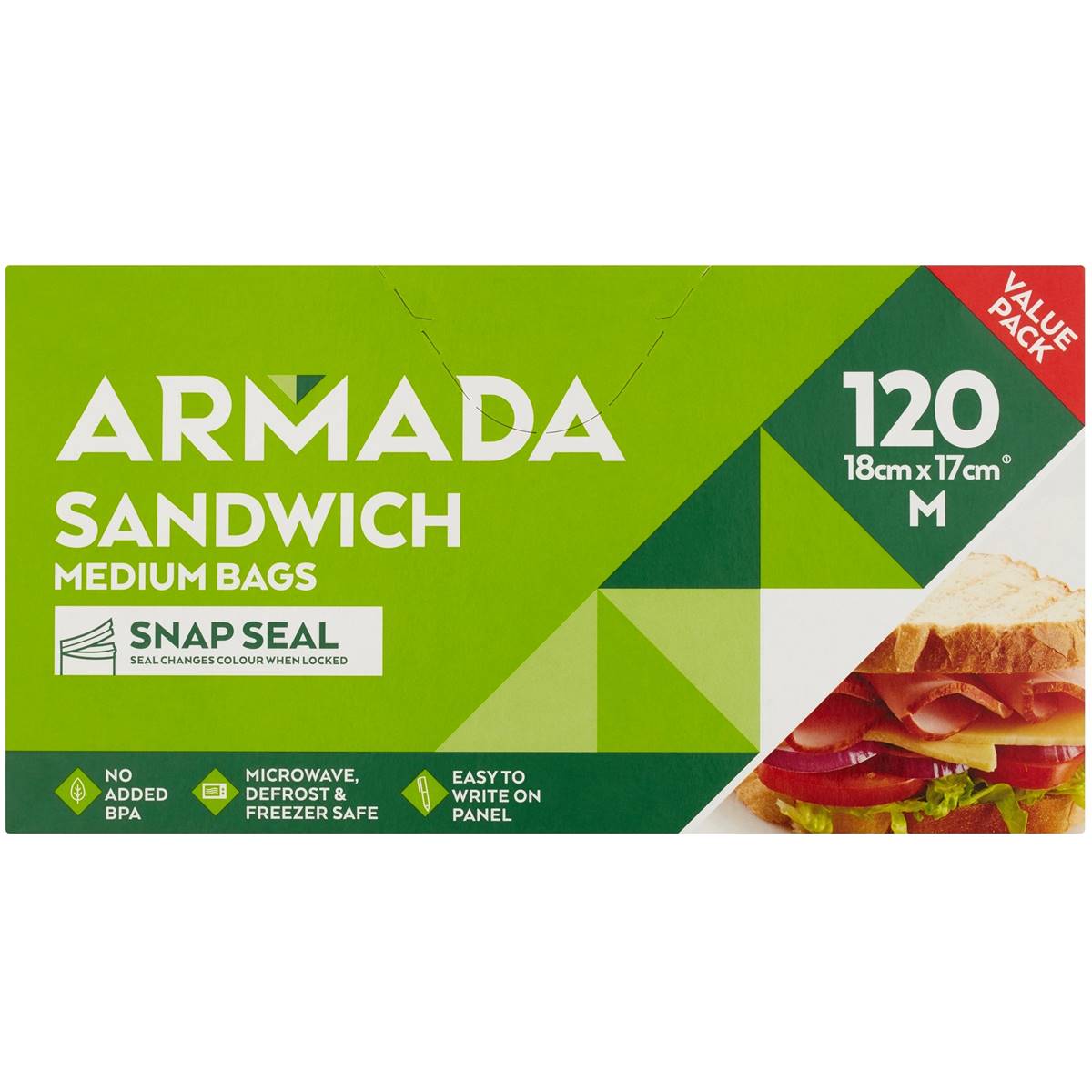 Armada Resealable Sandwich Bags 120 Pack | Woolworths