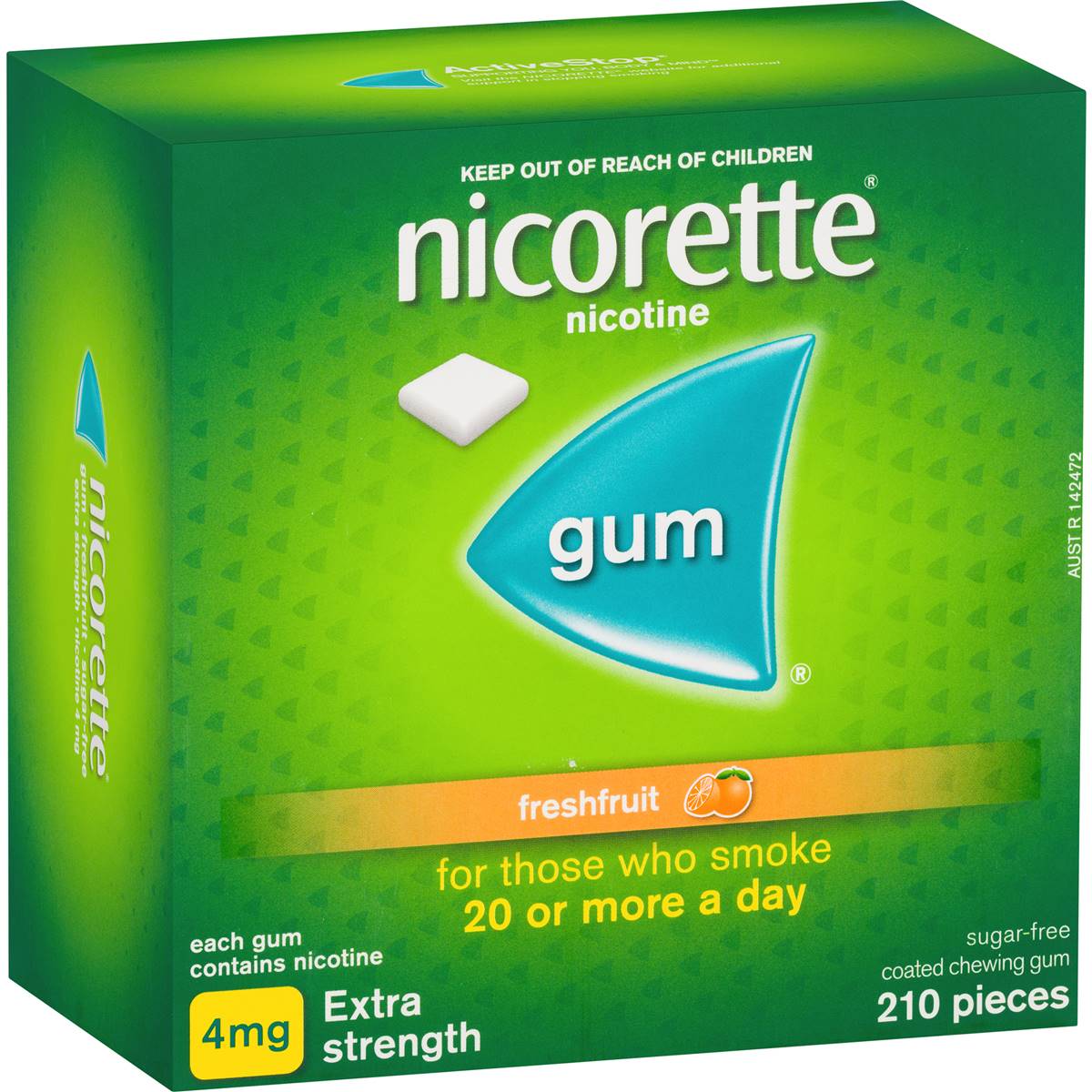 Nicorette Quit Smoking Extra Strength Nicotine Gum Freshfruit 210 Pack ...