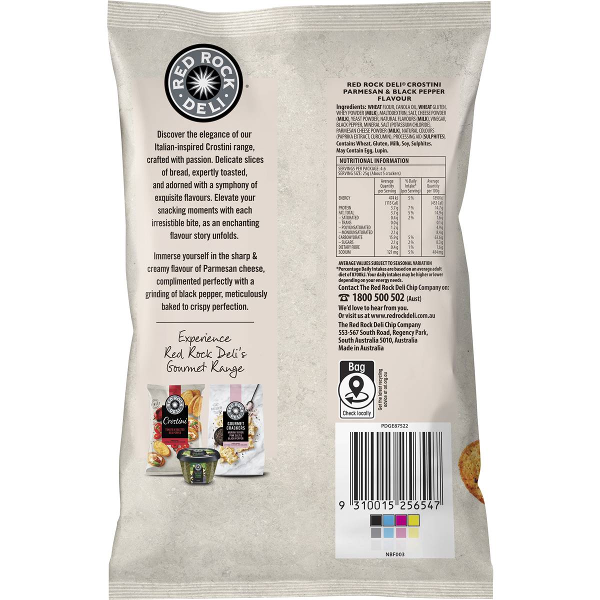 Red Rock Deli Crostini Parmesan & Black Pepper 115g | Woolworths