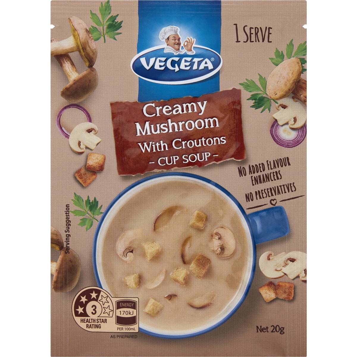 Vegeta Creamy Mushroom With Croutons Cup Soup 20g | Woolworths