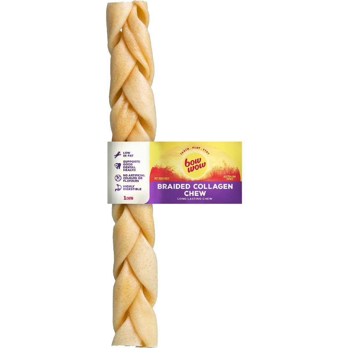 Bow Wow Naturals Braided Collagen Chew Stick Dog Treat Each | Woolworths