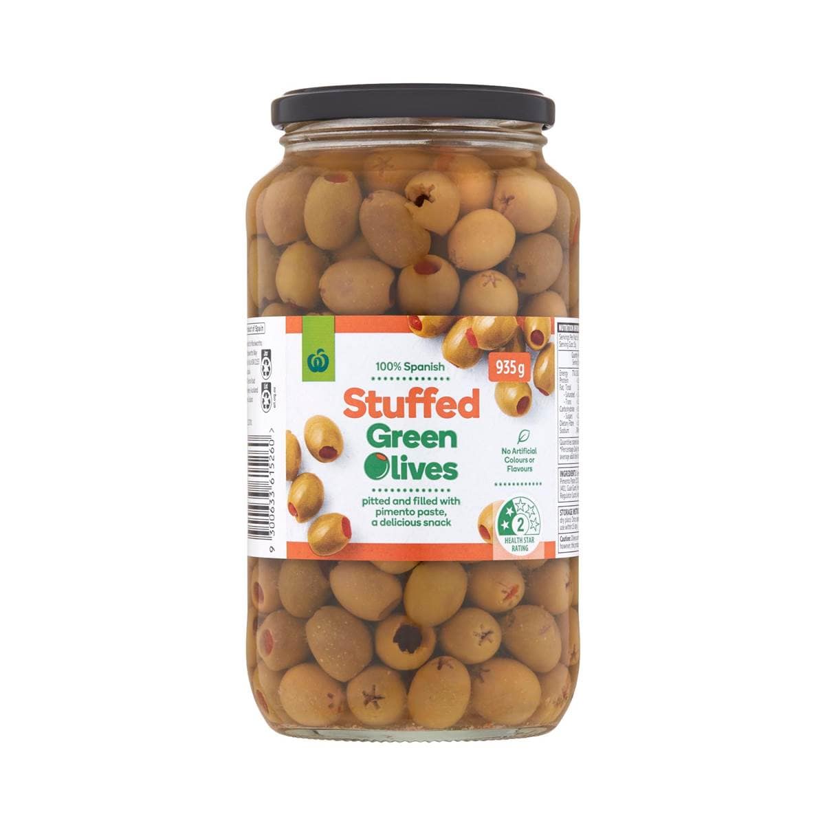 Woolworths Green Stuffed Olives 935g | Woolworths
