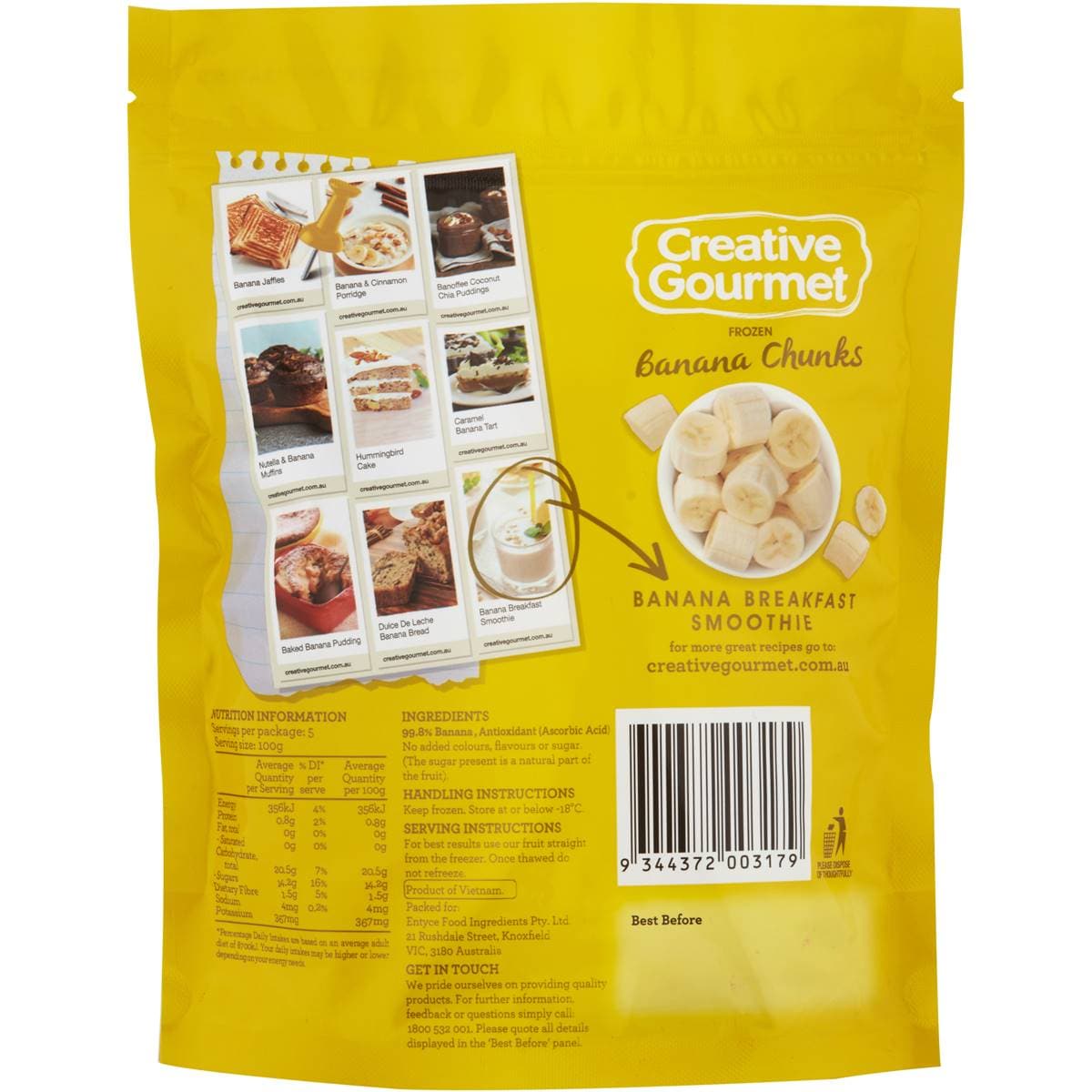 Creative Gourmet Frozen Banana Chunks 500g | Woolworths