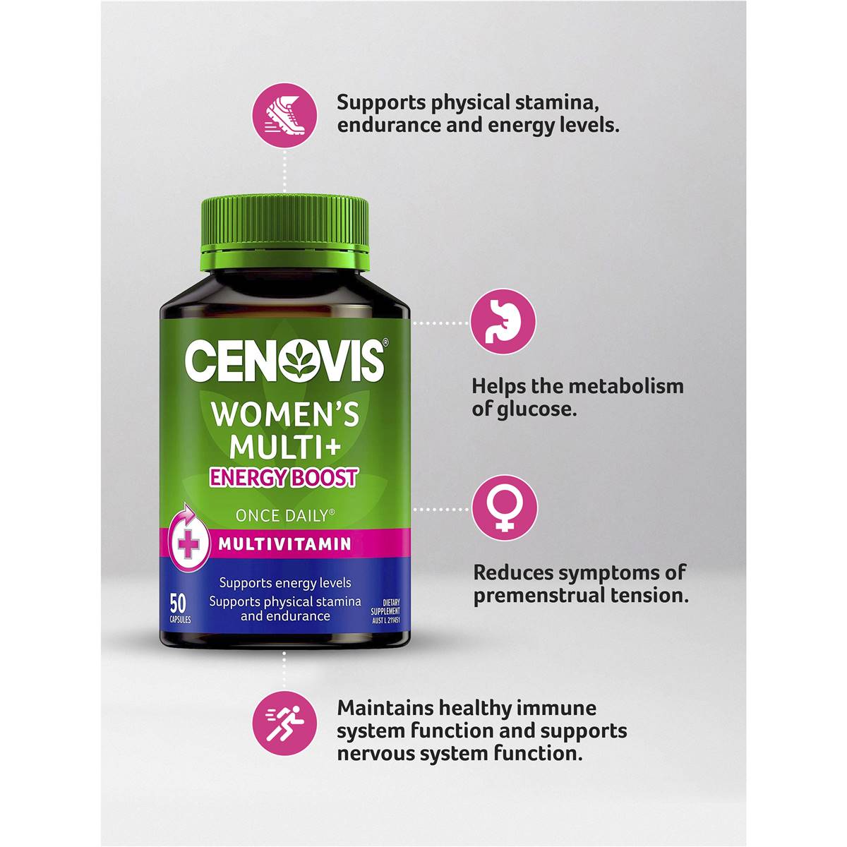 Cenovis Once Daily Women's Multi Energy Boost 50 Pack | Woolworths