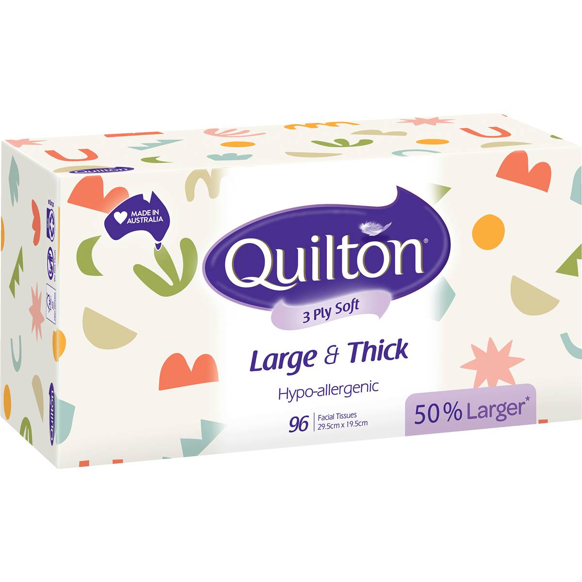Quilton 2 Ply Large & Thick Hypo-allergenic Facial Tissue 96 Pack ...