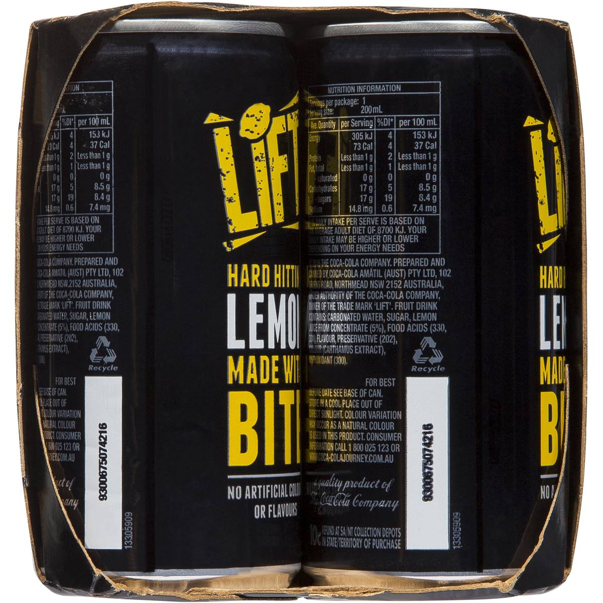 Lift Hard Hitting Lemon Cans 200ml X8 Pack | Woolworths