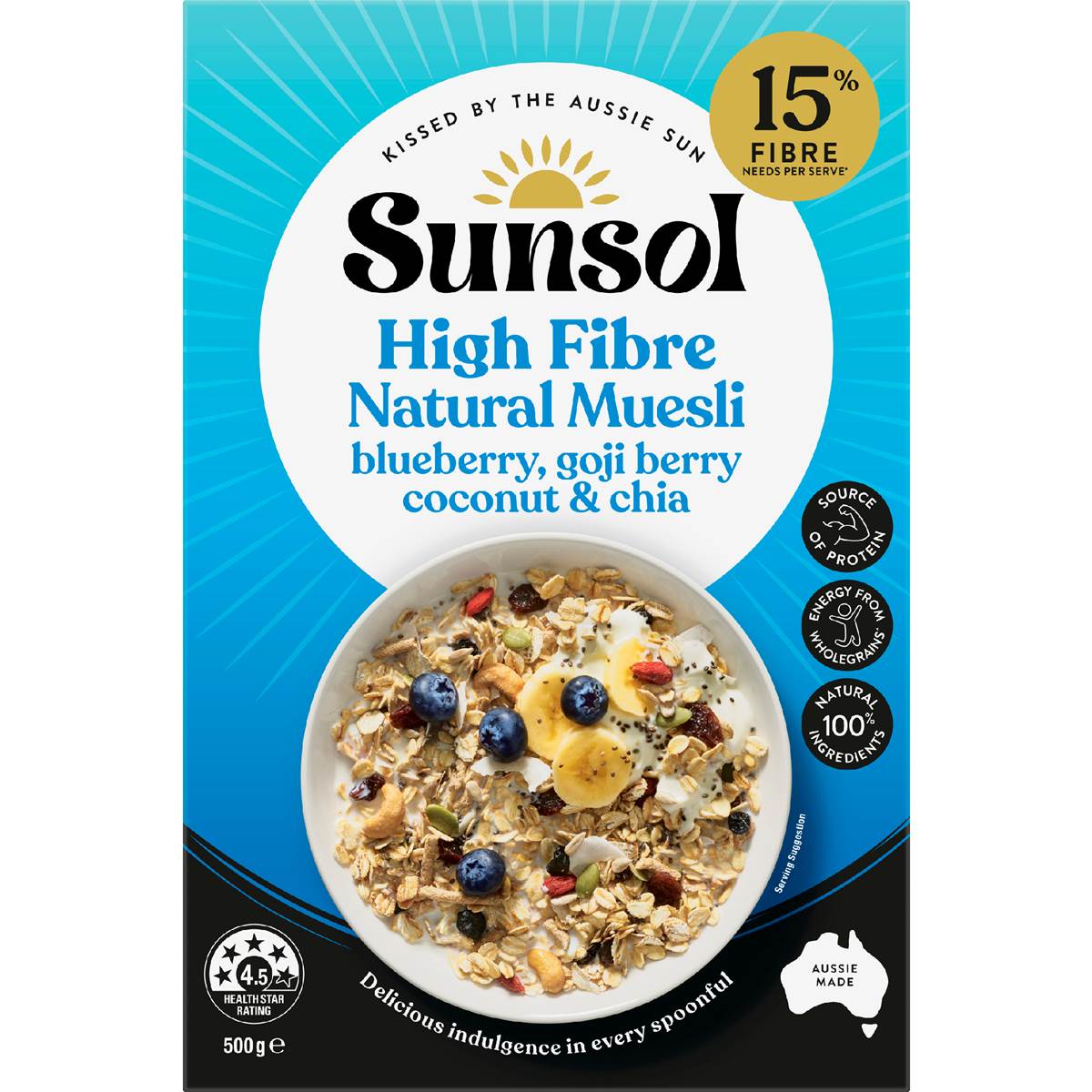 Sunsol Natural Muesli Blueberry, Goji Berry Coconut & Chia 500g ...