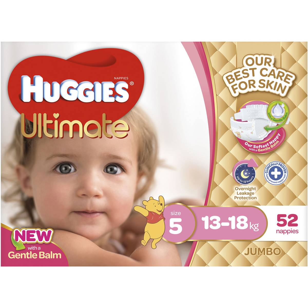 Huggies Ultimate Nappies Walker Girl Jumbo 52 Pack | Woolworths